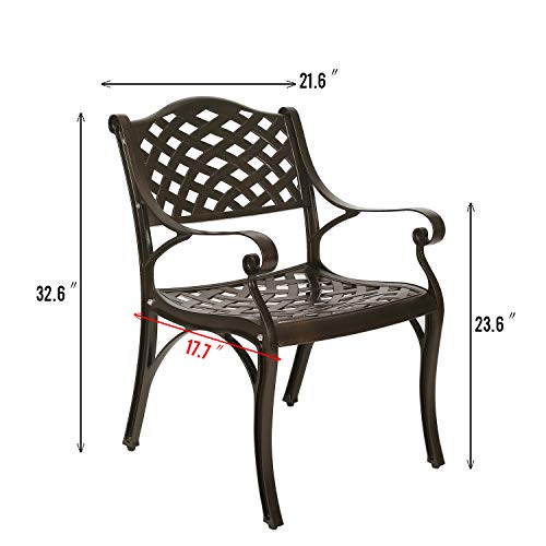 Puluomis Outdoor Patio Retro Bistro Cast Aluminum Dining Chairs, 2 Sets