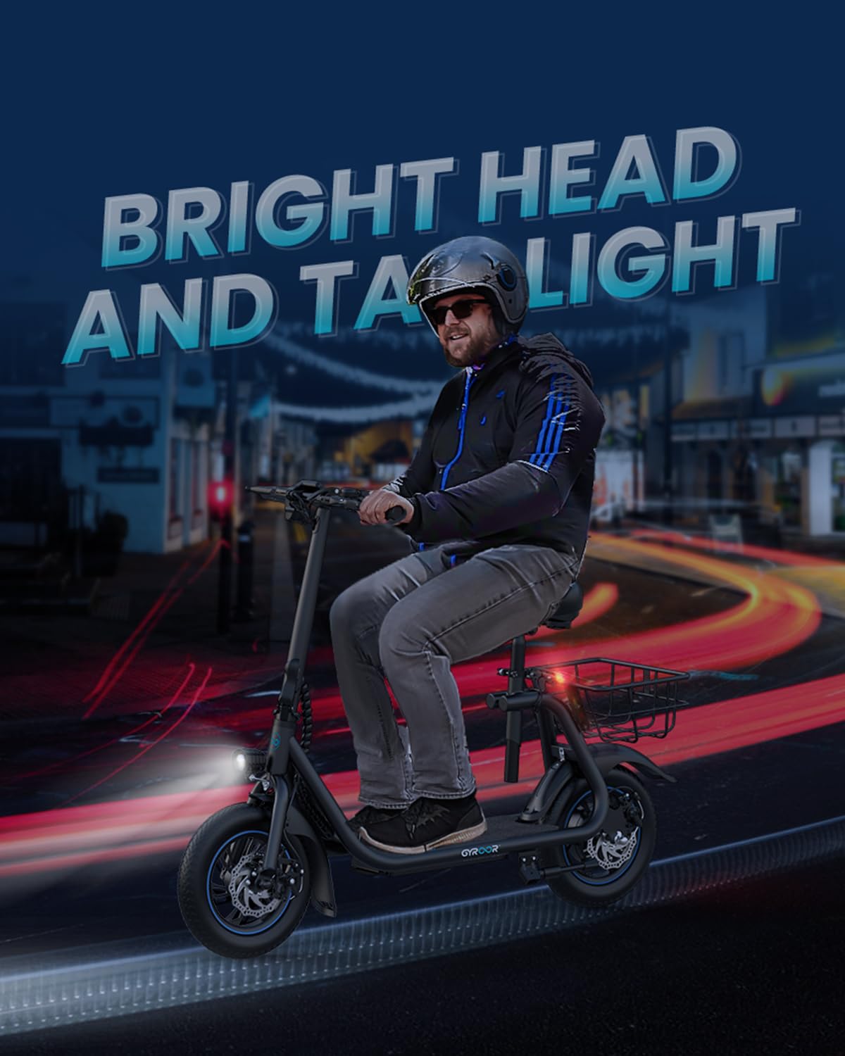 Gyroor Electric Scooter with Seat, 450W Powerful Motor up to 20 Miles Range, Foldable Scooter for Adult Max Speed 15.5Mph, Commuter Electric Scooter with Basket