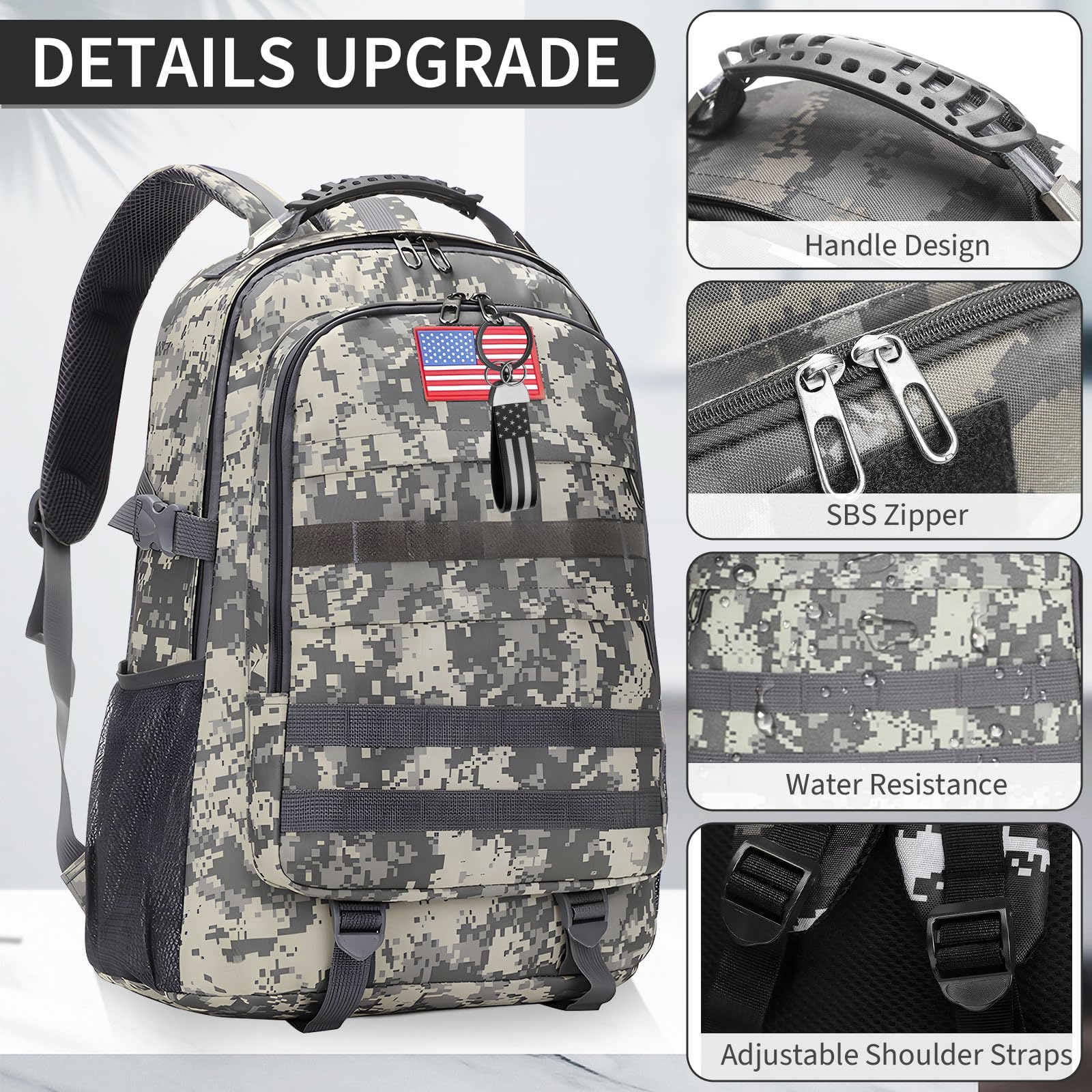 TILYTADLY School Backpack For Boys - Camouflage Boys Backpack For Kids Teens Elementary Middle School - 4pcs Camo Boys Backpack With Lunch Box And Pencil Case,18″ Bookbag With Usb Charging Port