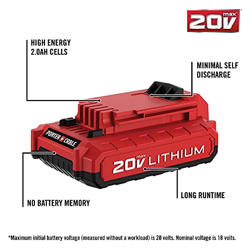 PORTER-CABLE 20V MAX* Lithium Battery, 2.0-Amp Hour (PCC682L)