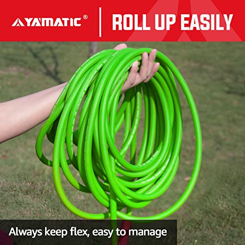 YAMATIC Super Flexible Pressure Washer Hose 50 FT 1/4", Kink Resistant Power Washer Hose Replacement for Flexzilla Uberflex Ryobi Genarac Troy Bilt Honda M22-14mm Rated 3200 PSI/Max 3700 PSI,Green