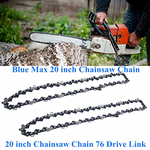 AILEETE 2-Packs 20 inch Chainsaw Chain .325" Pitch - .058" Gauge - 76 Drive Links for Husqvarna Stihl Poulan Craftsman Chainsaws, Fits Blue Max Models 53543 8901 8902 52209