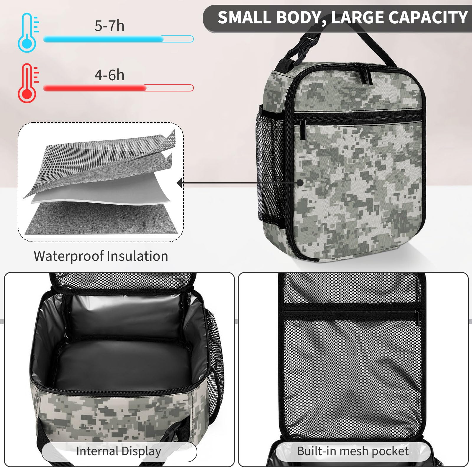 TILYTADLY School Backpack For Boys - Camouflage Boys Backpack For Kids Teens Elementary Middle School - 4pcs Camo Boys Backpack With Lunch Box And Pencil Case,18″ Bookbag With Usb Charging Port