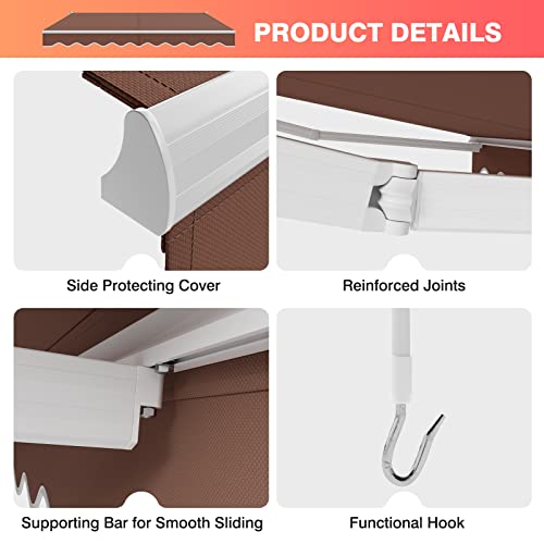 Tangkula 8 x 6.6 Ft Retractable Awning, Aluminum Patio Sun Shade w/ Crank Handle and Water-Resistant Polyester, Outdoor Manual Retractable Awning Cover Shelter