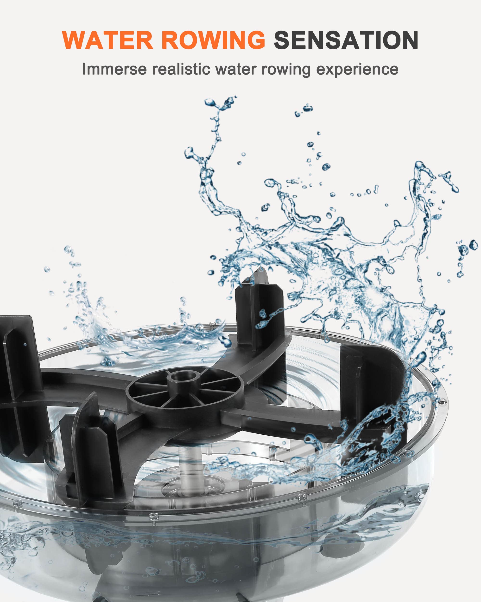 ECHANFIT Water Rowing Machine - Magnetic Rower with Monitor, Device Holder, Adjustable 16 Level Water Resistance, Easy Storage Rowing Machines for Home use