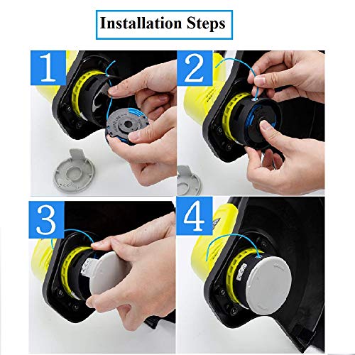 AC14RL3A String Trimmer Replacement Spool Line Suitable for Ryobi One+18v, 24v, 40v Cordless Trimmers,0.065" Auto Feed Cordless Weed Eater Spools Line with AC14HCA Cap Covers Parts(8 Spools, 1 Cap)