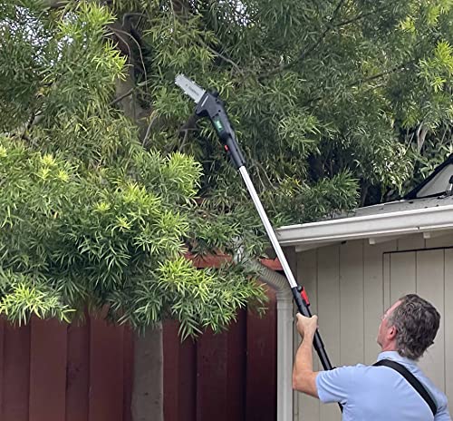 EQUIPMAXX Long Reach 2 in 1 Electric (Corded) Pole Hedge Trimmer & Chainsaw, Telescopic Extension Pole Tool for Garden Pruning and Branch Cutting (Extends to 7 1/2 Feet)