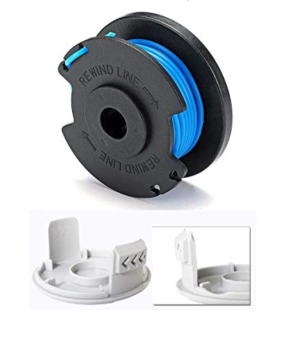 AC14RL3A String Trimmer Replacement Spool Line Suitable for Ryobi One+18v, 24v, 40v Cordless Trimmers,0.065" Auto Feed Cordless Weed Eater Spools Line with AC14HCA Cap Covers Parts(8 Spools, 1 Cap)