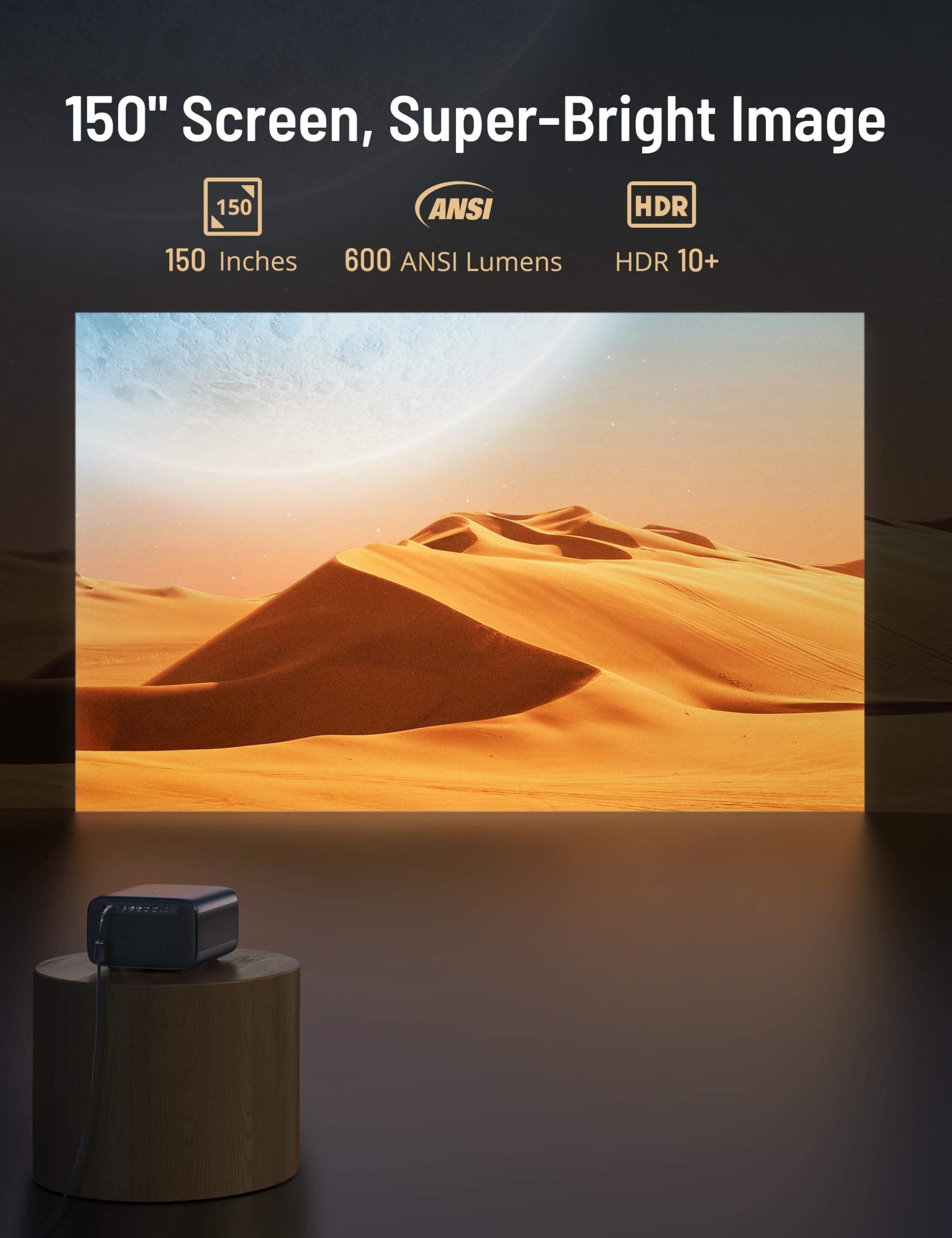 Paris Rhône Ultra 4K Projector,Native 4K Projector with WiFi 6 and Bluetooth 5.0,12w*2 3D Soundscape,600 ANSI Lumens, Android TV,Auto Focus/Keystone, Home Projector Compatible with iOS/Android/HDMI/TV