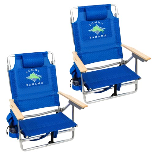 Tommy Bahama 5 Position Backpack Chair, Aluminum, Blue