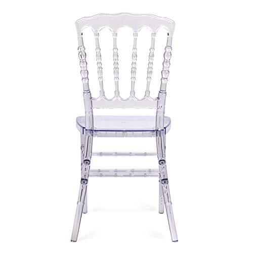 FOH 4Pcs Clear Resin Napoleon Chair, Crystal Wedding Chair, Elegance Stacking Transparent Chiavari Chair, Outdoor Hotel Restaurant Kitchen Home Dining Side Chair