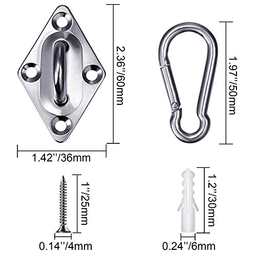 EXCELFU 80 Pieces Sun Shade Sail Hardware Kit 304 Anti-Rust Stainless Steel Rectangle and Square Sun Shade Sails Installation for Outdoor Shade Sail