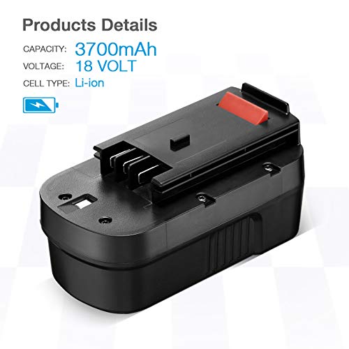 Powerextra 2Pack 3.7Ah 18V HPB18 Battery Compatible with Black and Decker HPB18 244760-00 A1718 HPB18-OPE A18 Firestorm FS180BX FS18BX FS18FL FSB18 and 9.6V-18V Charger (2 Batteries and 1 Charger)