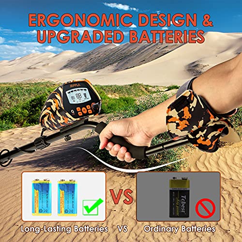 Professional Gold Detector for Adults Waterproof - Higher Accuracy Metal Detectors Lightweight 11" Coil Metales Silver Coil Finder Pinpoint Notch Detecting - SUFFLA SMD02A Camouflage Orange