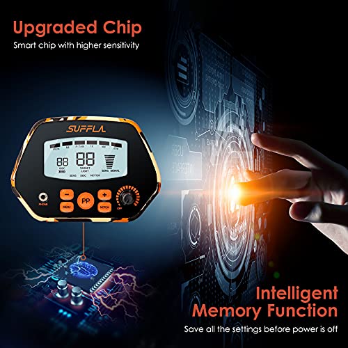 Professional Gold Detector for Adults Waterproof - Higher Accuracy Metal Detectors Lightweight 11" Coil Metales Silver Coil Finder Pinpoint Notch Detecting - SUFFLA SMD02A Camouflage Orange