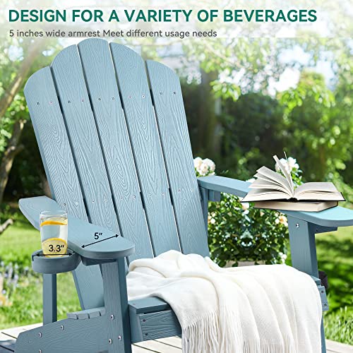 YITAHOME Adirondack Chair, Heavy Duty Plastic Outdoor Chairs with Rotatable Cup Holder, Weather Resistant Fire Pit Chairs for Garden Lawn Yard Patio Deck Backyard Pool Porch Beach (2)