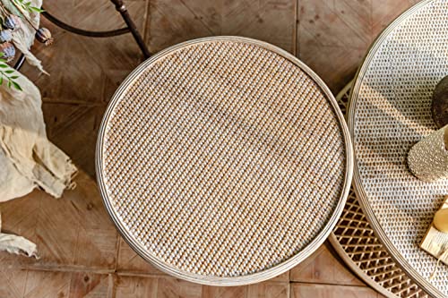 Gexpusm Round Rattan Coffee Table, Rattan Round Table Art Reception Living Room Table for Indoor and Patio(Contains Coffee Table only)