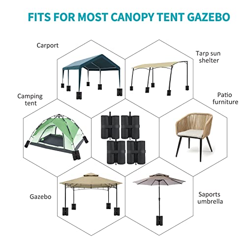 Canopy Weight Bags 120 LB for Pop up Canopy Tent, Leg Weights Sand Bags for Instant Outdoor Sun Shelter Canopy, 4-Pack (Sand Not Included)