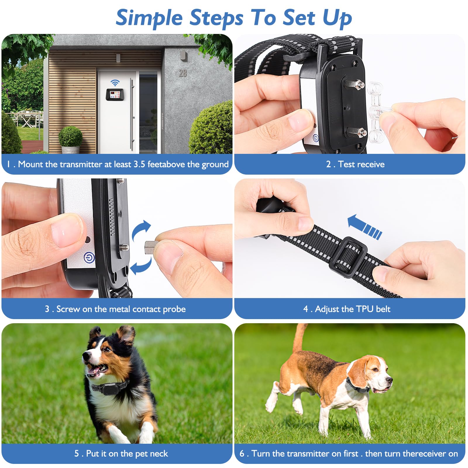 ABHY Wireless Dog Collar Fence, 2 in 1 Remote Trainer & Electric Dog Boundary System, Waterproof Wireless Pet Fence for The Yard, Adjustable Pet Training Collar Receiver for Small Medium Large Dogs