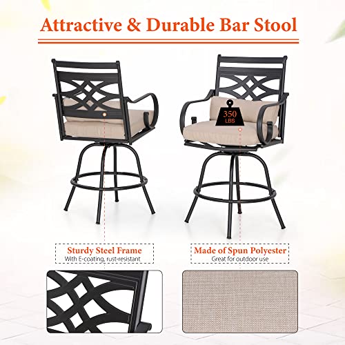 Sophia & William Patio Bar Stools Set of 2, Swivel Bar Chairs, High Dining Chairs with Seat Cushion