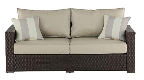 Serta Laguna Resin Outdoor Patio Furniture Collection, Sofa, Brown Wicker