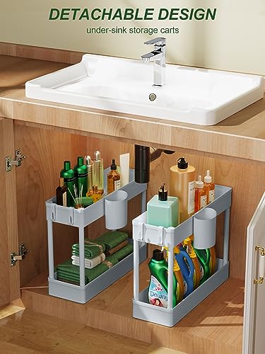 LEHOM 5.1" Slim Storage Cart - 4 Tiers Bathroom Organizer Mobile Shelving Unit Storage Rolling Utility Cart Slide Out Organizer for Kitchen Bathroom Laundry Narrow Places, Grey