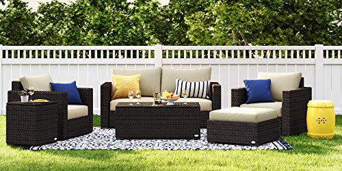 Serta Laguna Resin Outdoor Patio Furniture Collection, Sofa, Brown Wicker