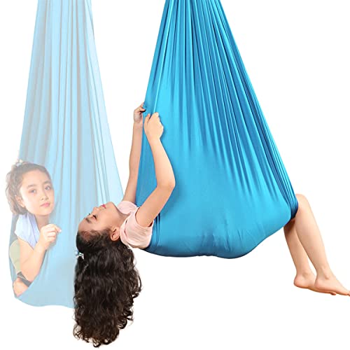 Dikuyeel Sensory Swing for Kids Indoor, Special Needs Indoor Swing for ADHD Autism, Therapy Sensory Swing with Hardware, Anxiety Relief Sensory Swing for Kids (Sky Blue)