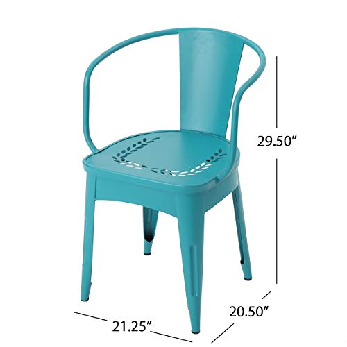Christopher Knight Home Lourdes Iron Bistro Set, 3-Pcs Set, Matte Teal