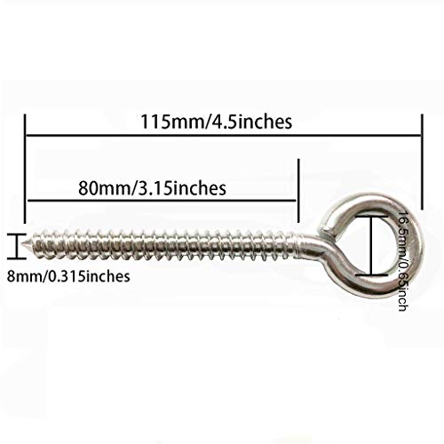 AIVOOF Swing Hooks, 4Pack M8 Heavy Duty Large Swing Hooks Hammock Hanging Kit Eye Screws 1200LB Capacity Swing Hardware for Yoga Hammock Swing Chair Indoor Outdoor