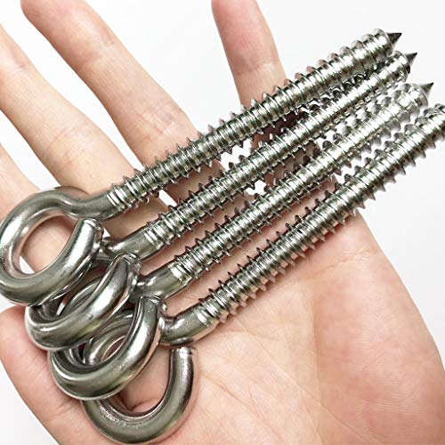 AIVOOF Swing Hooks, 4Pack M8 Heavy Duty Large Swing Hooks Hammock Hanging Kit Eye Screws 1200LB Capacity Swing Hardware for Yoga Hammock Swing Chair Indoor Outdoor