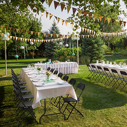 VINGLI 6 FT Plastic Folding Table Set with 8 Black Folding Chairs for Picnic, Event, Training, Outdoor Activities, at Home and Commercial Use