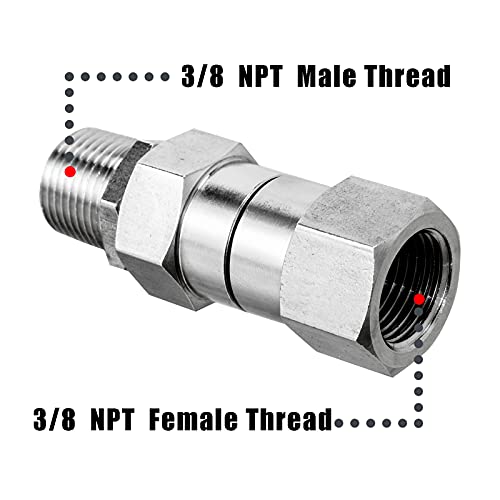 Raincovo Pressure Washer Swivel, 3/8 Inch NPT Thread Pressure Washer Fittings, 5000 PSI, Stainless Steel