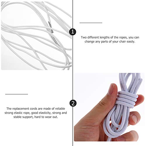 Yardwe Replacement Cord for Chair, 8 Pack Universal Replacement Elastic Cords Repair Tool Kit for Sun Loungers, Garden Chairs, Outdoor Recliners, Anti Gravity Chair, Bungee Chairs- White