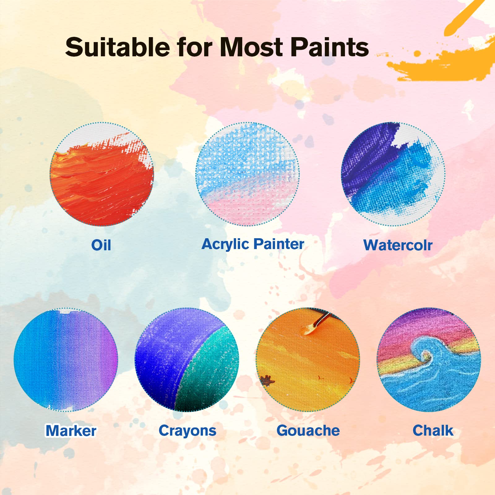 Simetufy 12 Pack 8x8 Inch Painting Canvas Panels Blank Square Canvas Boards for Painting, 8oz Gesso Primed Acid-Free 100% Cotton for Acrylics Paints