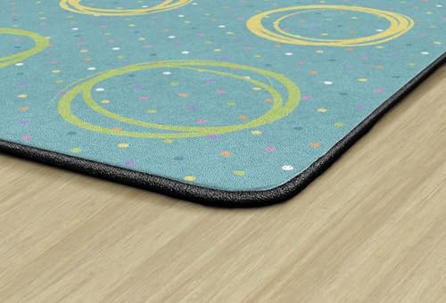 Flagship Carpets Smiley Circle Sampler Abstract Educational Area Rug for Kids Room Seating Décor, Children's Classroom, Play Carpet for Teaching and Playroom, Seats 24, 7'6"x12', Blue & Multi
