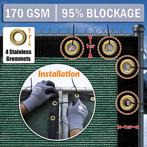 ShadeMart 4' x 50' Green Fence Privacy Screen Windscreen Shade Fabric Cloth HDPE, 90% Visibility Blockage, with Grommets, Heavy Duty Commercial Grade, Cable Zip Ties Included (We Customize Size)