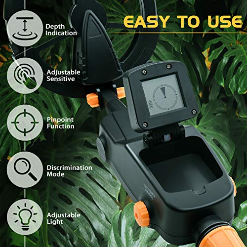 Metal Detector for Kids - 7.4 Inch Waterproof Kid Metal Detectors Gold Detector Lightweight Search Coil (24"-35") Adjustable Metal Detector for Junior & Youth with High Accuracy