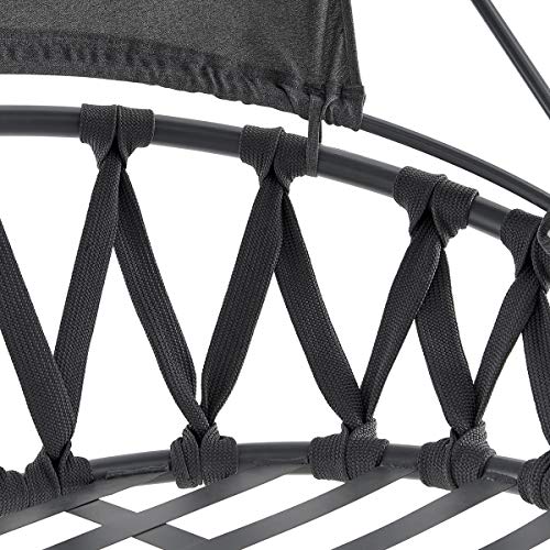 Barton Deluxe Hanging Chair Grey w/Canopy Sun Shade Deep Cushion Lounge Seating Outdoor Indoor Patio Bedroom Hanging Swinging