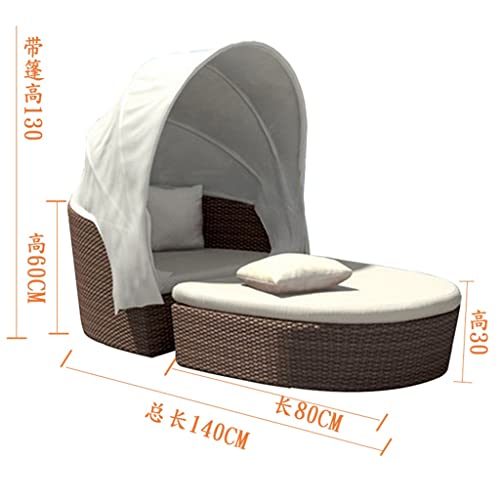 QUUL Outdoor Rattan Garden Patio Balcony Sun Lounger Leisure Lazy Rattan Chair Sofa Bed