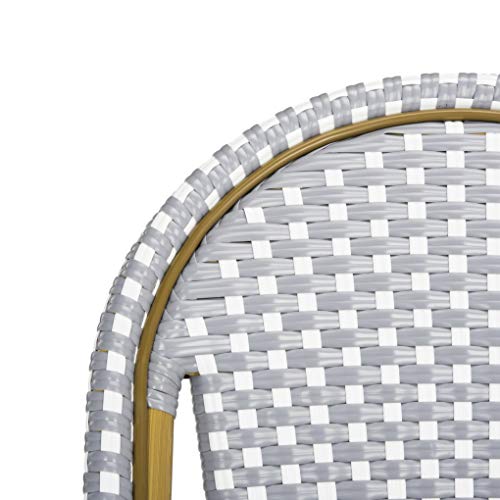 Safavieh PAT4019B Collection Gresley Grey and White Indoor/Outdoor Stacking French Bistro Counter Stool