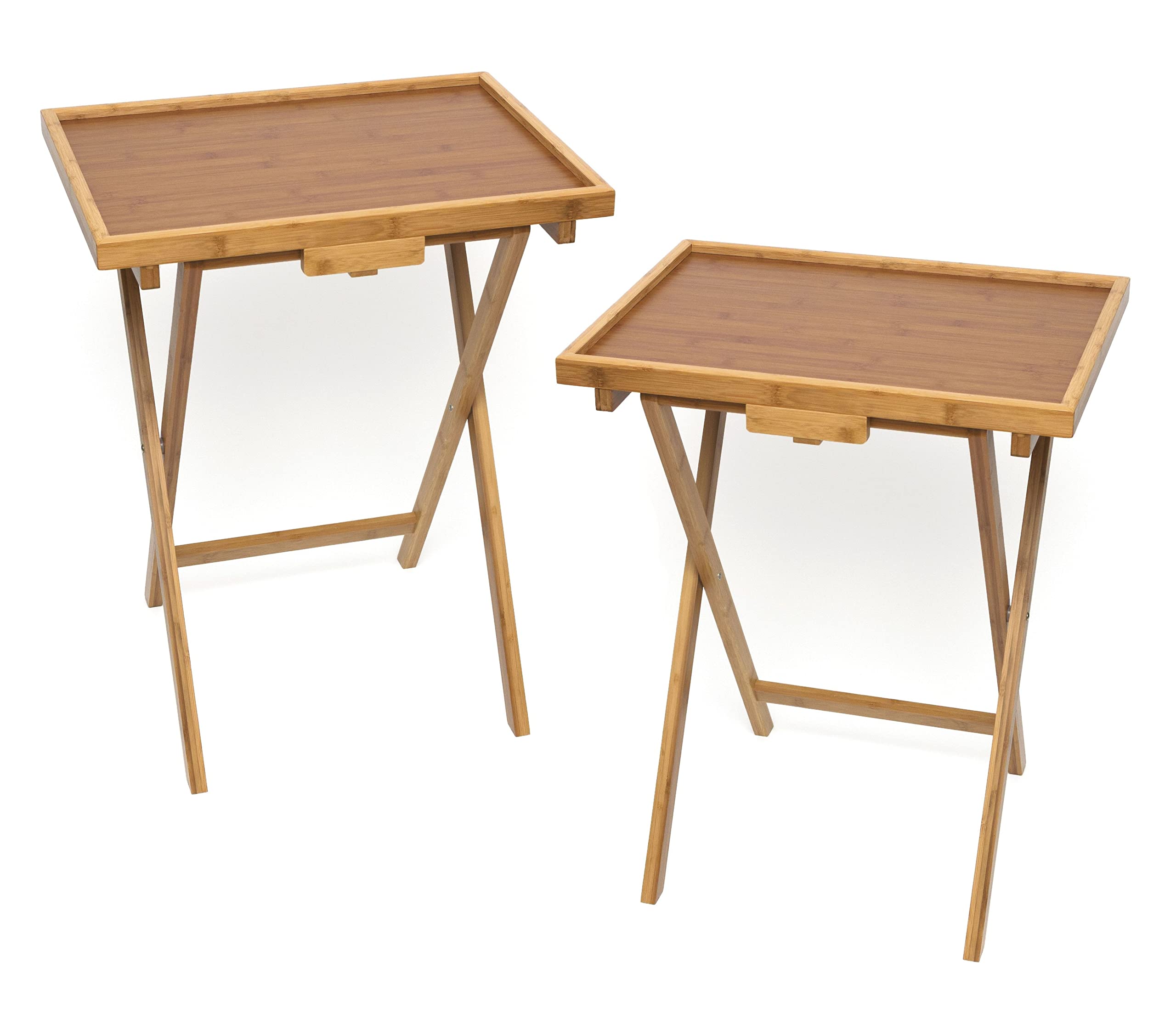 Lipper International Bamboo Lipped Snack Table, Set of Two, Bamboo