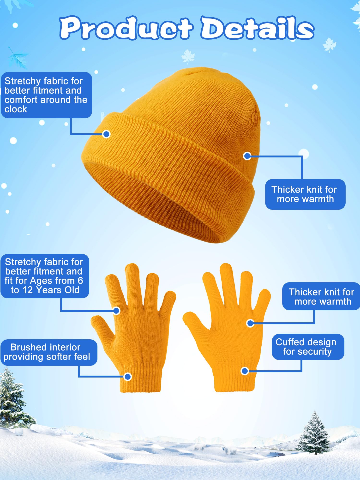 Retisee 96 Pcs Kids Winter Beanie and Gloves Set Knit Hat Bulk Warm Gloves Cap for Boys Girls Homeless Gift(Mixed Color)