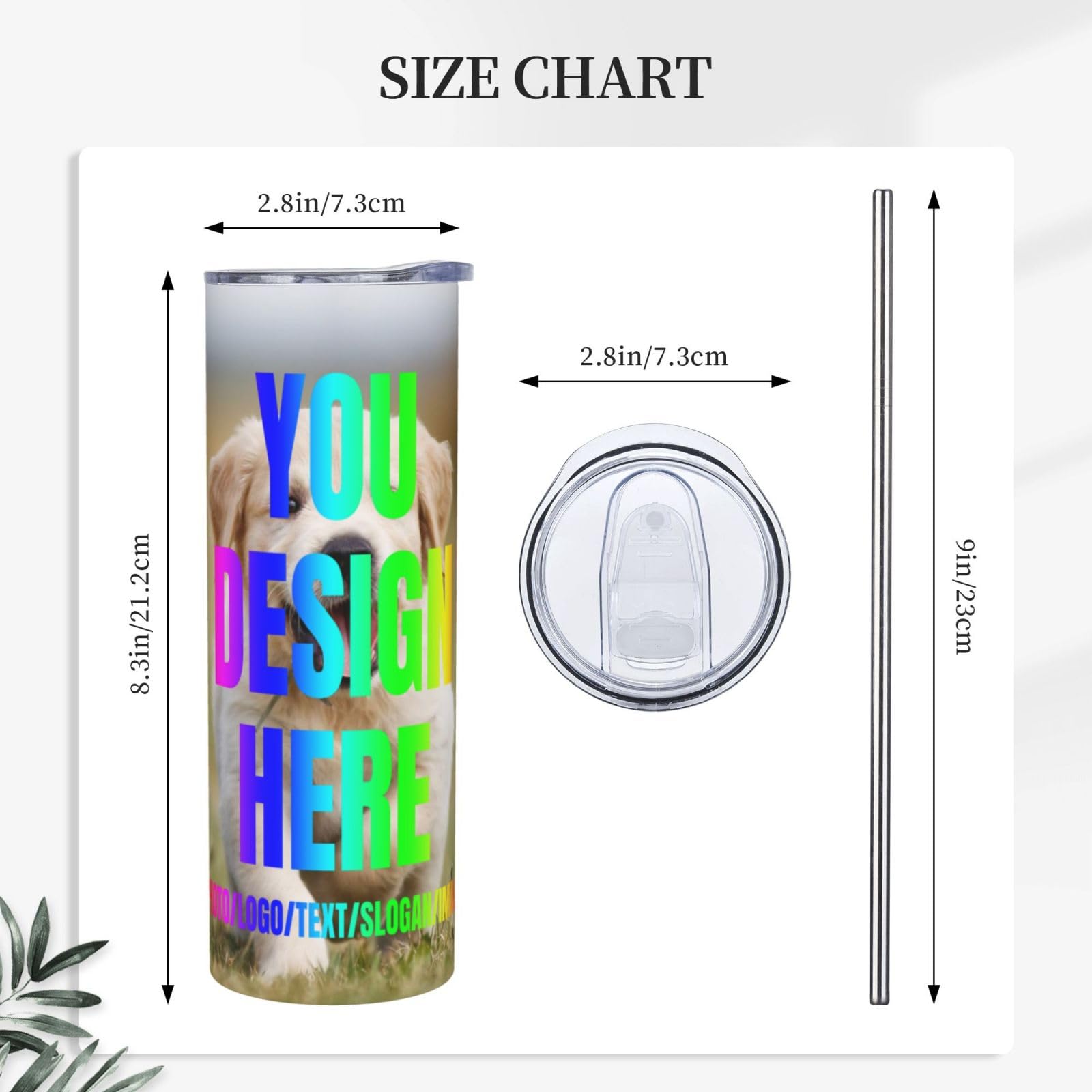 Custom Tumblers Cup with Lid Straw, Personalized Text Photo 20 oz Stainless Steel Insulated Coffee Mug Ice Cup Customized Double Wall Vacuum Travel Mug Water Cup for Home Office