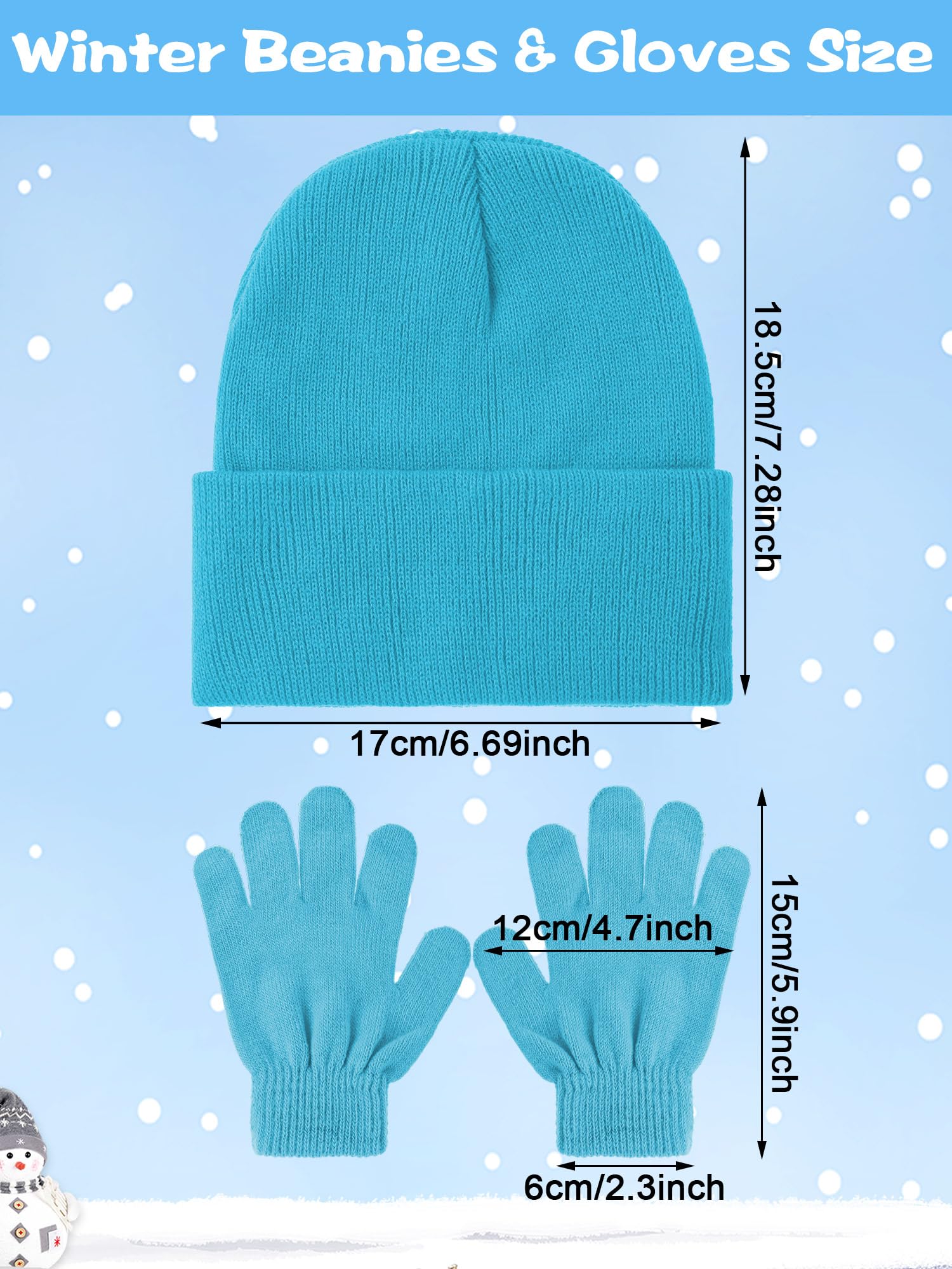 Retisee 96 Pcs Kids Winter Beanie and Gloves Set Knit Hat Bulk Warm Gloves Cap for Boys Girls Homeless Gift(Mixed Color)