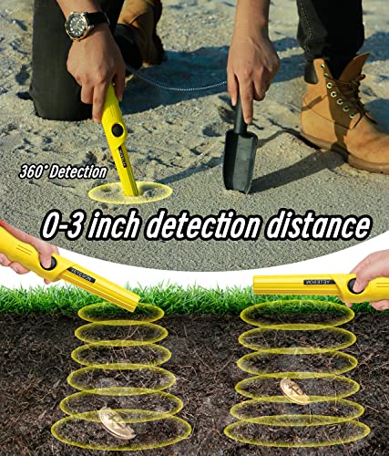 Metal Detector Handheld Pinpointer Waterproof - IP68 with Sand Shovel Professional 360° Search Pin Pointer Wand High Sensitivity Portable Detectors Treasure Pinpointing Finder Probe for Kids, Adults