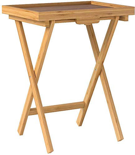 Lipper International Bamboo Lipped Snack Table, Set of Two, Bamboo