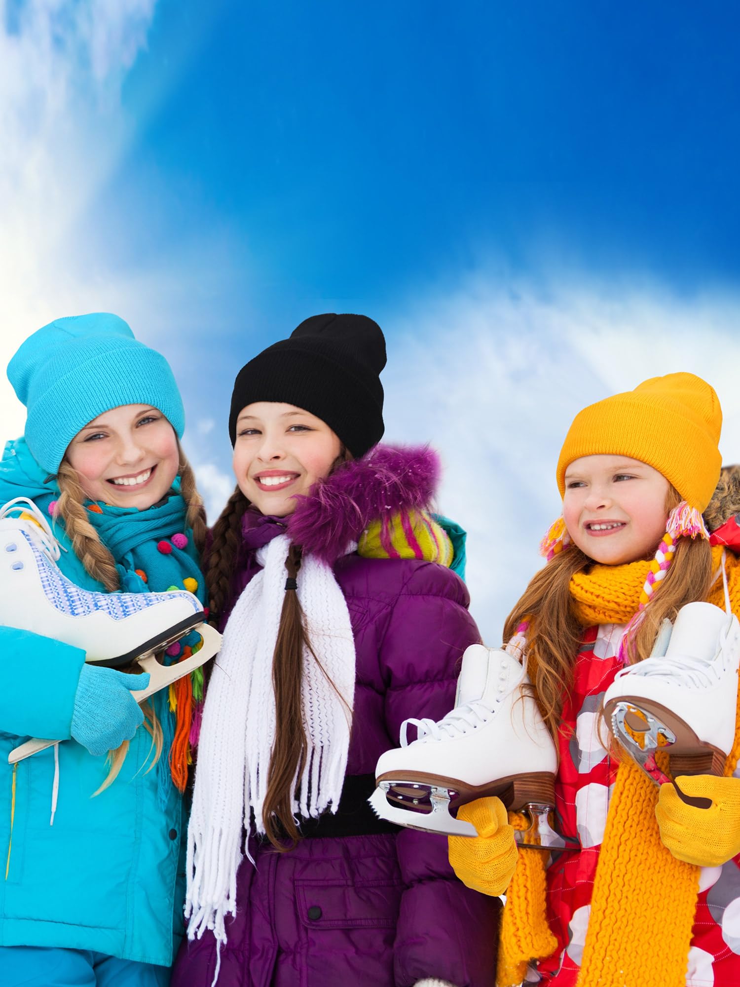 Retisee 96 Pcs Kids Winter Beanie and Gloves Set Knit Hat Bulk Warm Gloves Cap for Boys Girls Homeless Gift(Mixed Color)