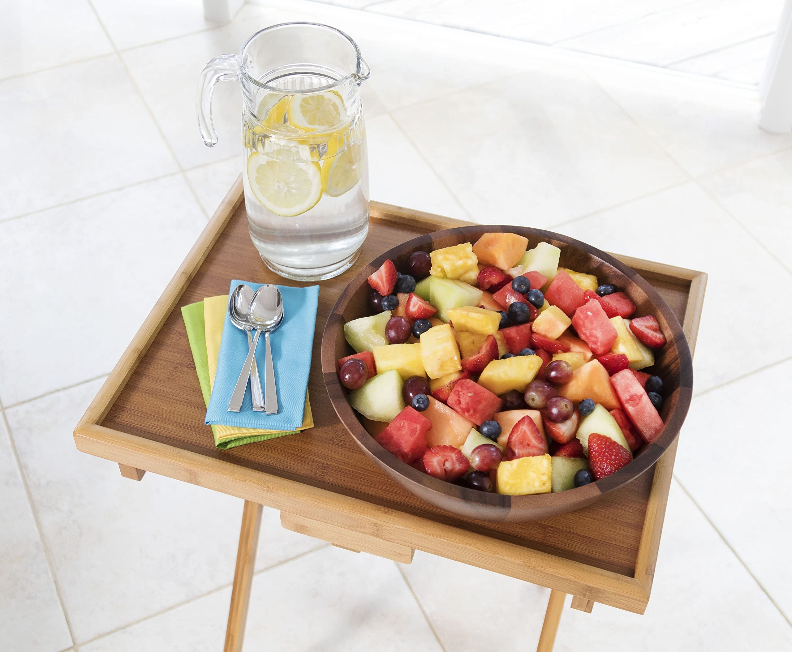 Lipper International Bamboo Lipped Snack Table, Set of Two, Bamboo