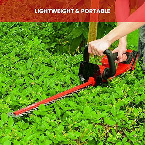 PULITUO 20V Cordless Battery Hedge Trimmer,23.5-inch Dual-Action Laser Blade, 3/5β Cutting Capacity, 2400 SPM, 2.0Ah Li-ion Battery, Lightweight & Compact Trimmer, Gardening Hand Pruner,Shrub Trimmer
